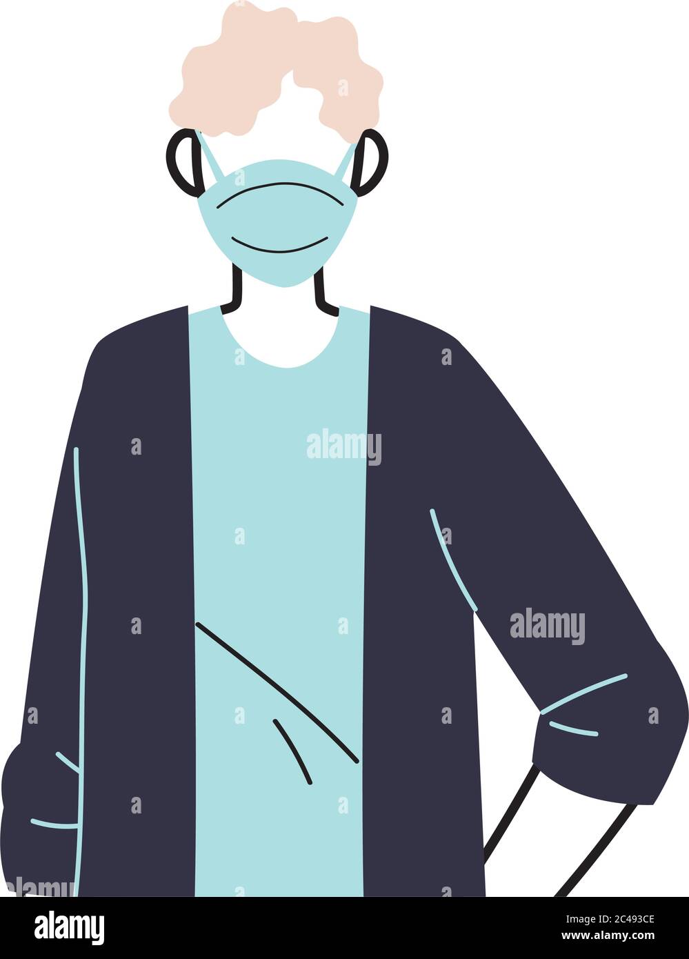 young man wearing face mask to prevent virus vector illustration design ...