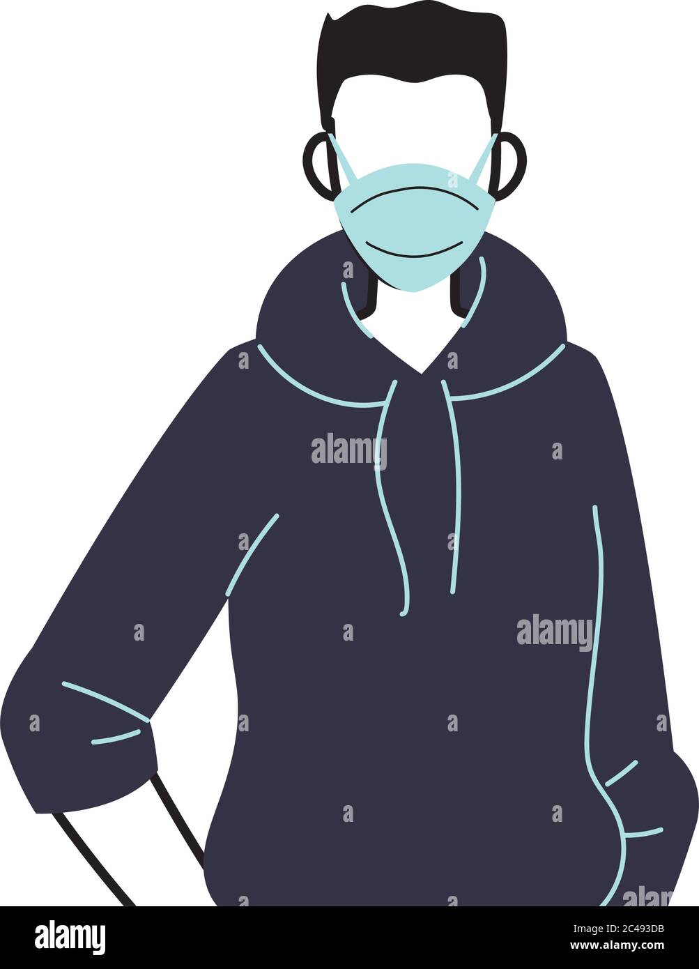 young man wearing face mask to prevent virus vector illustration design ...