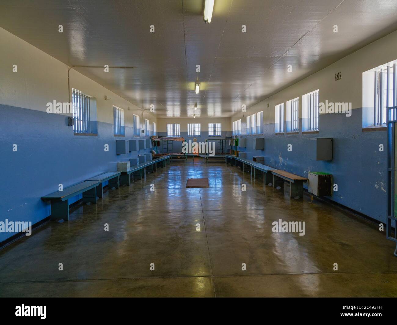 Robben Island, South Africa - 24 November 2019: A communal prison cell ...