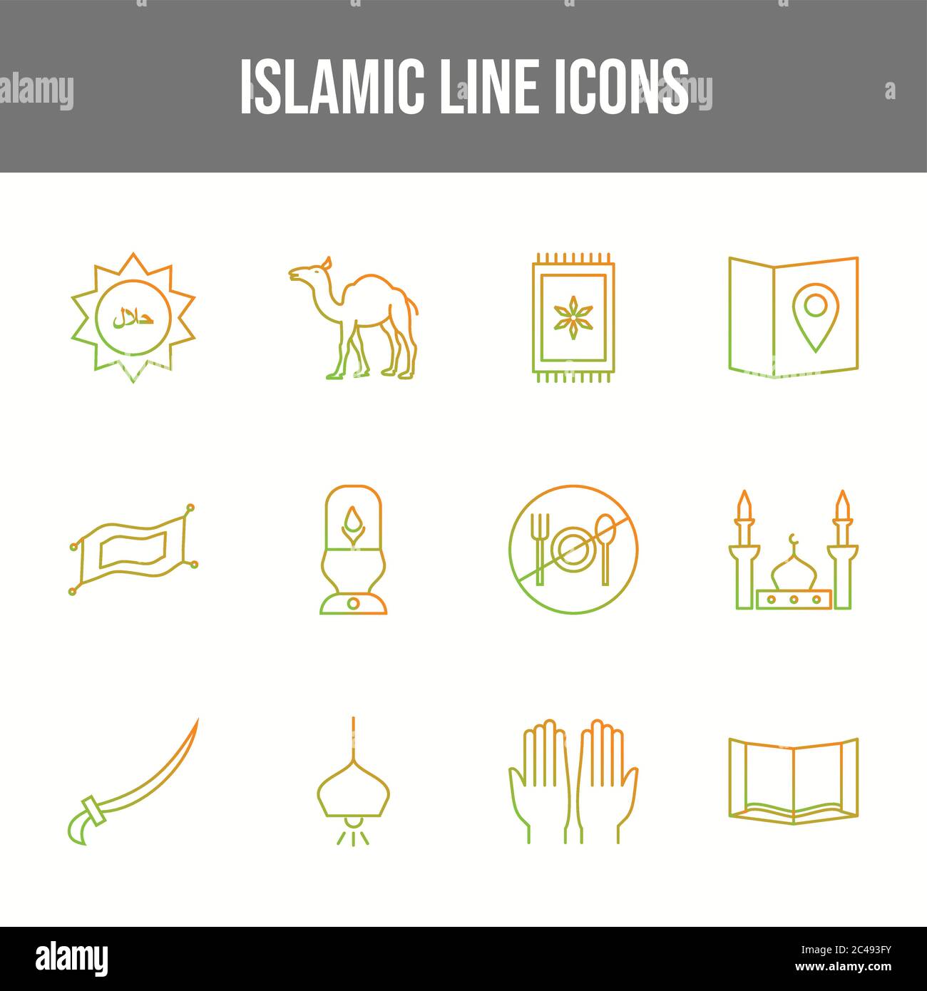 12 Vector Islamic Icons in One Set Stock Vector Image & Art - Alamy
