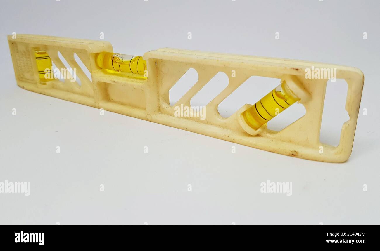 3 way sprit level isolated on a white background Stock Photo - Alamy