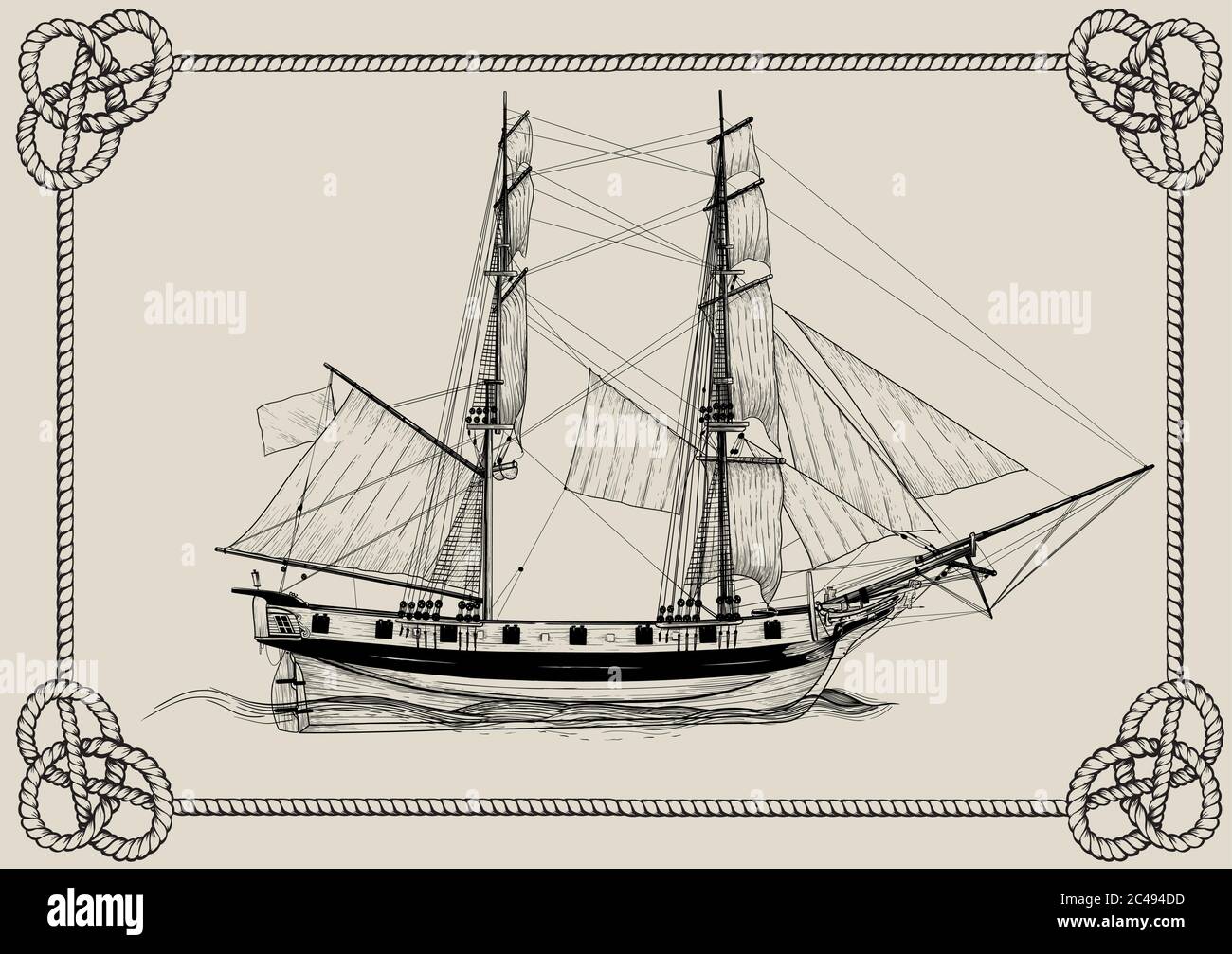 Corsair ship drawing Stock Vector Images - Alamy