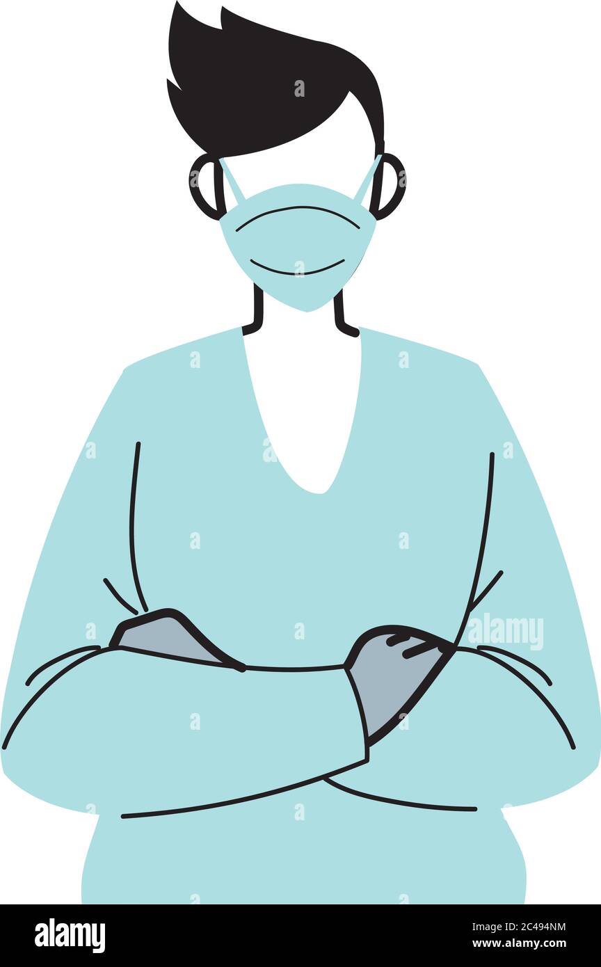 young man wearing face mask to prevent virus vector illustration design ...