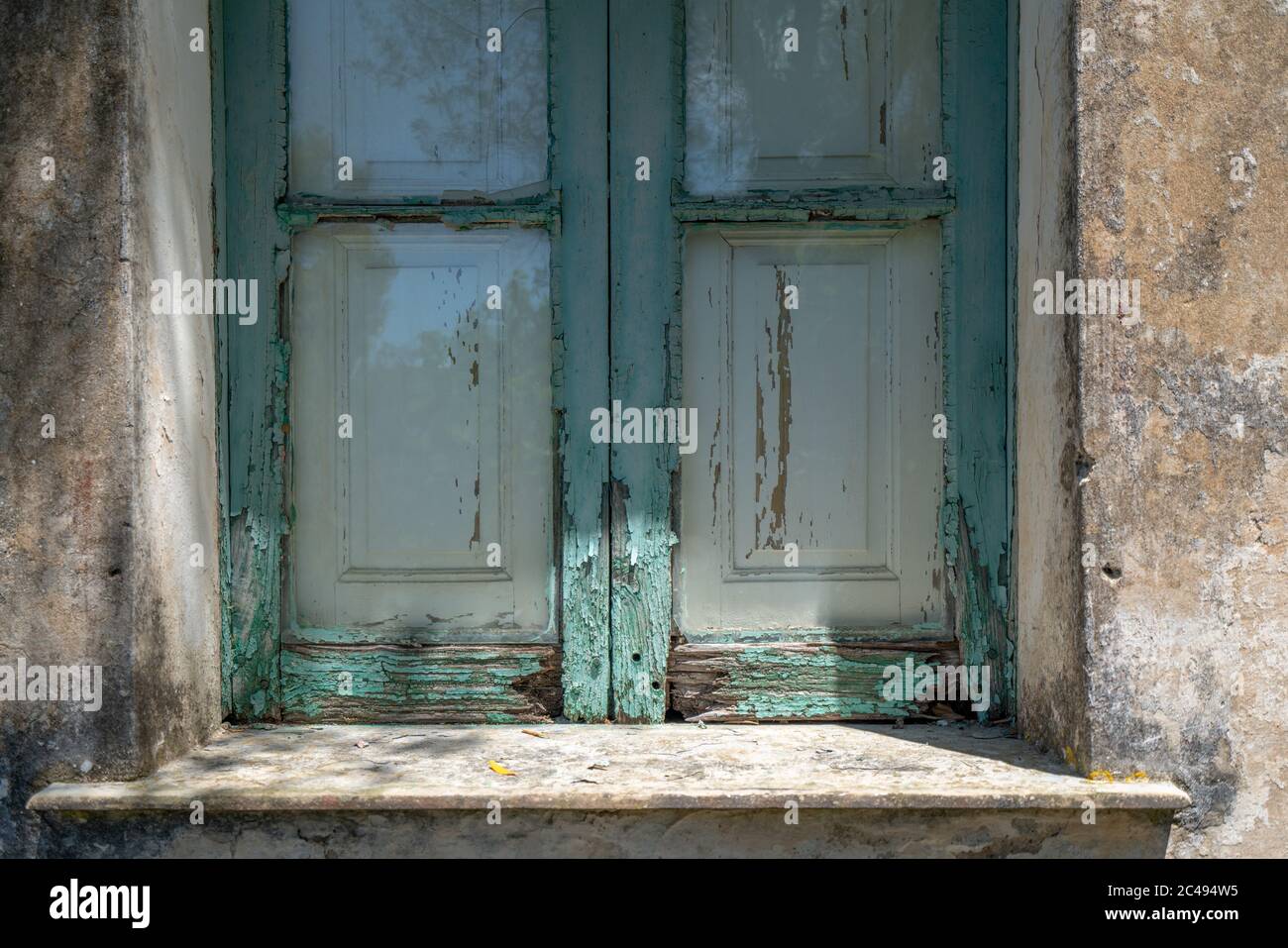 antique wooden window frames eroded by time Stock Photo - Alamy