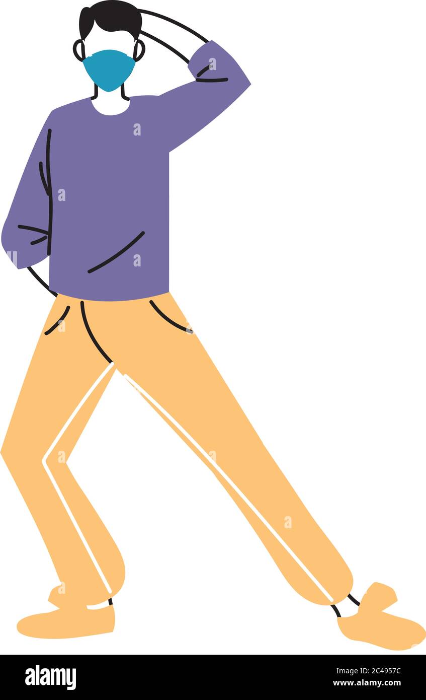 man with masks doing exercise vector illustration desing Stock Vector ...