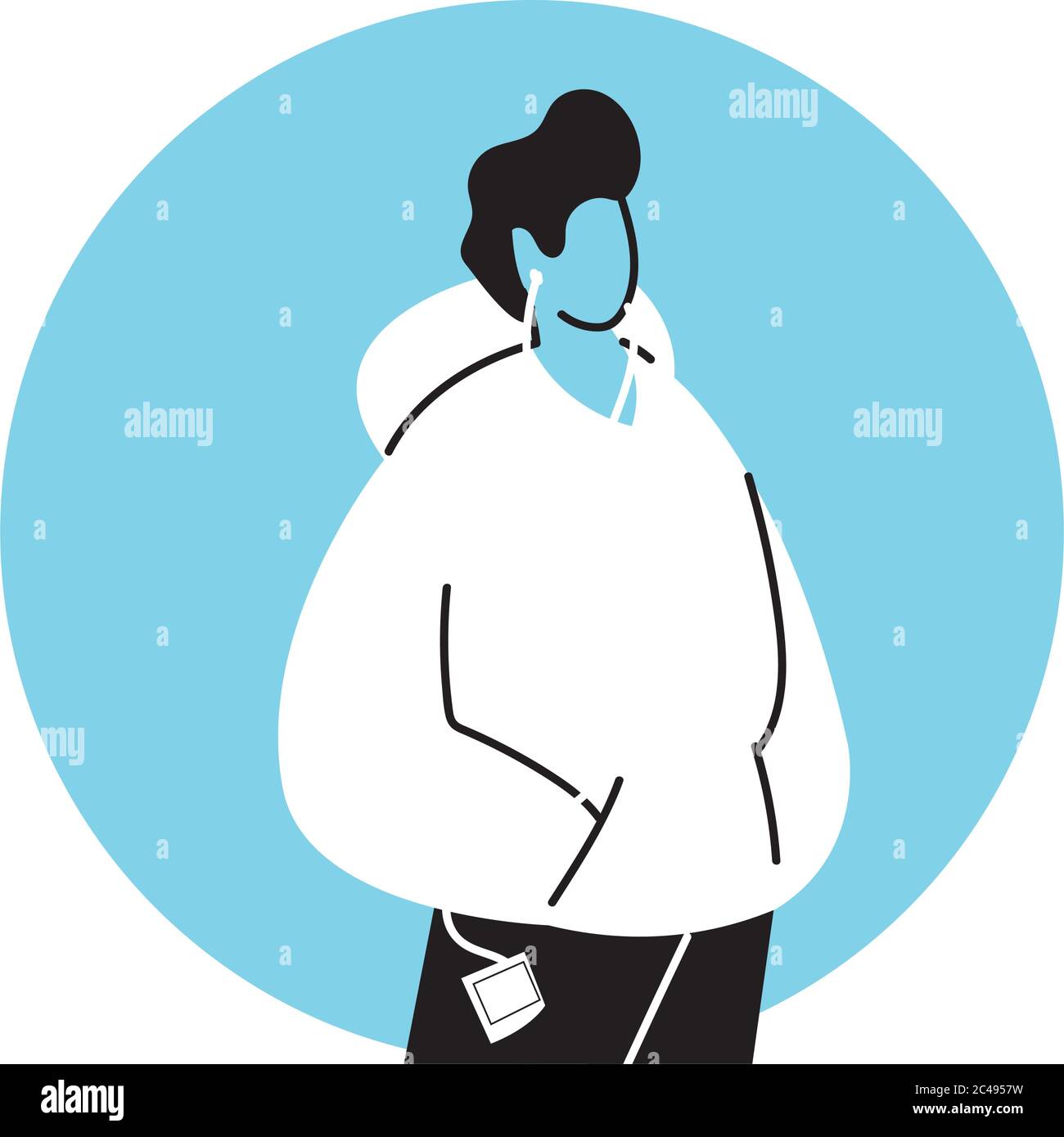 young man using an electronic device vector illustration design Stock ...
