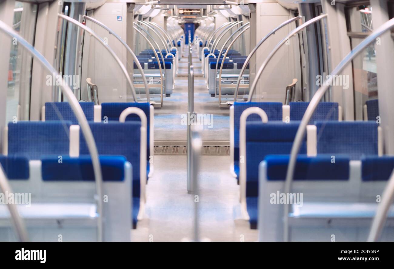 Blue seats in the bus during daytime in Munich, Germany Stock Photo - Alamy