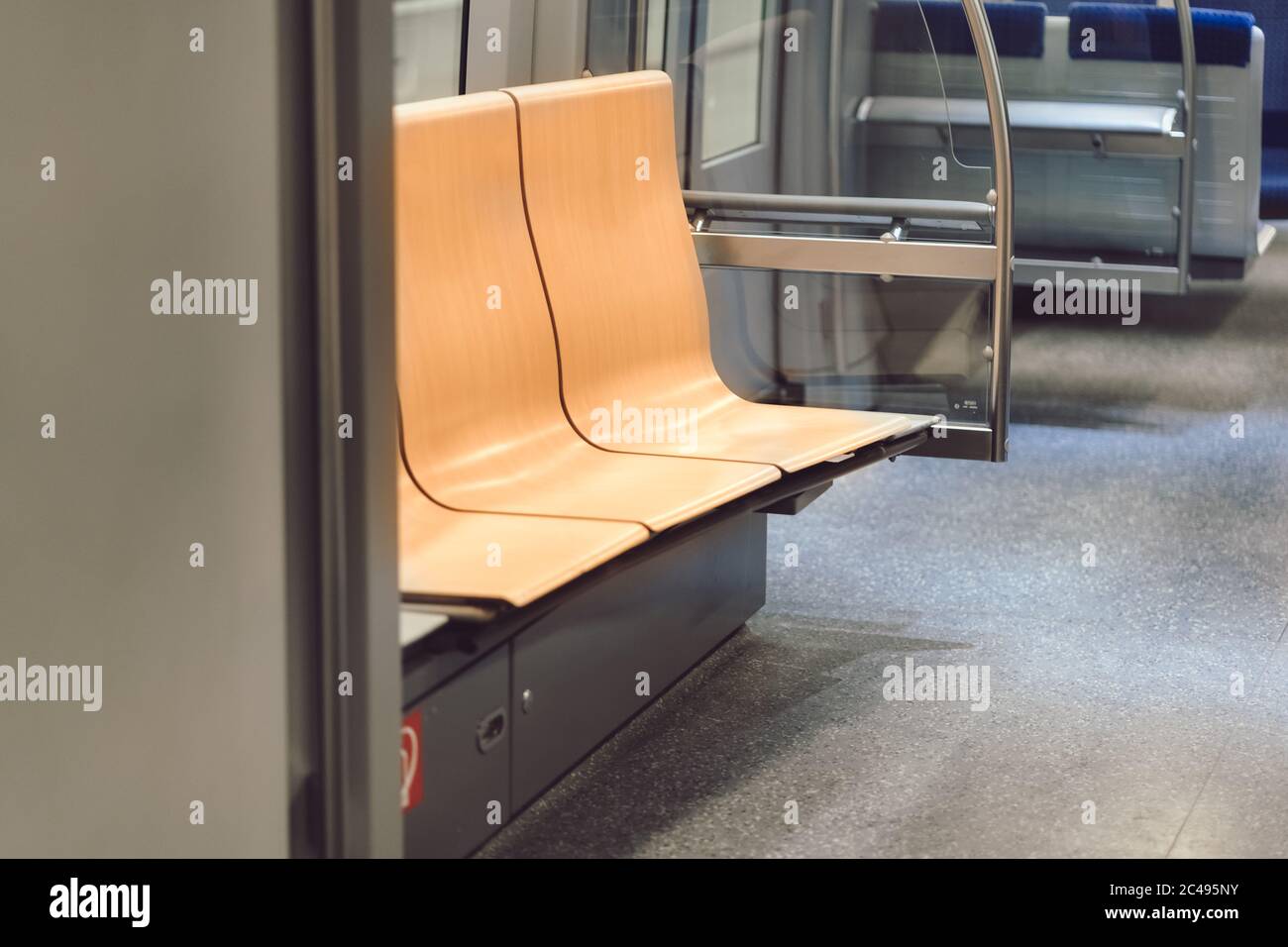 Closeup shot of several seats next to each other in the metro Stock ...