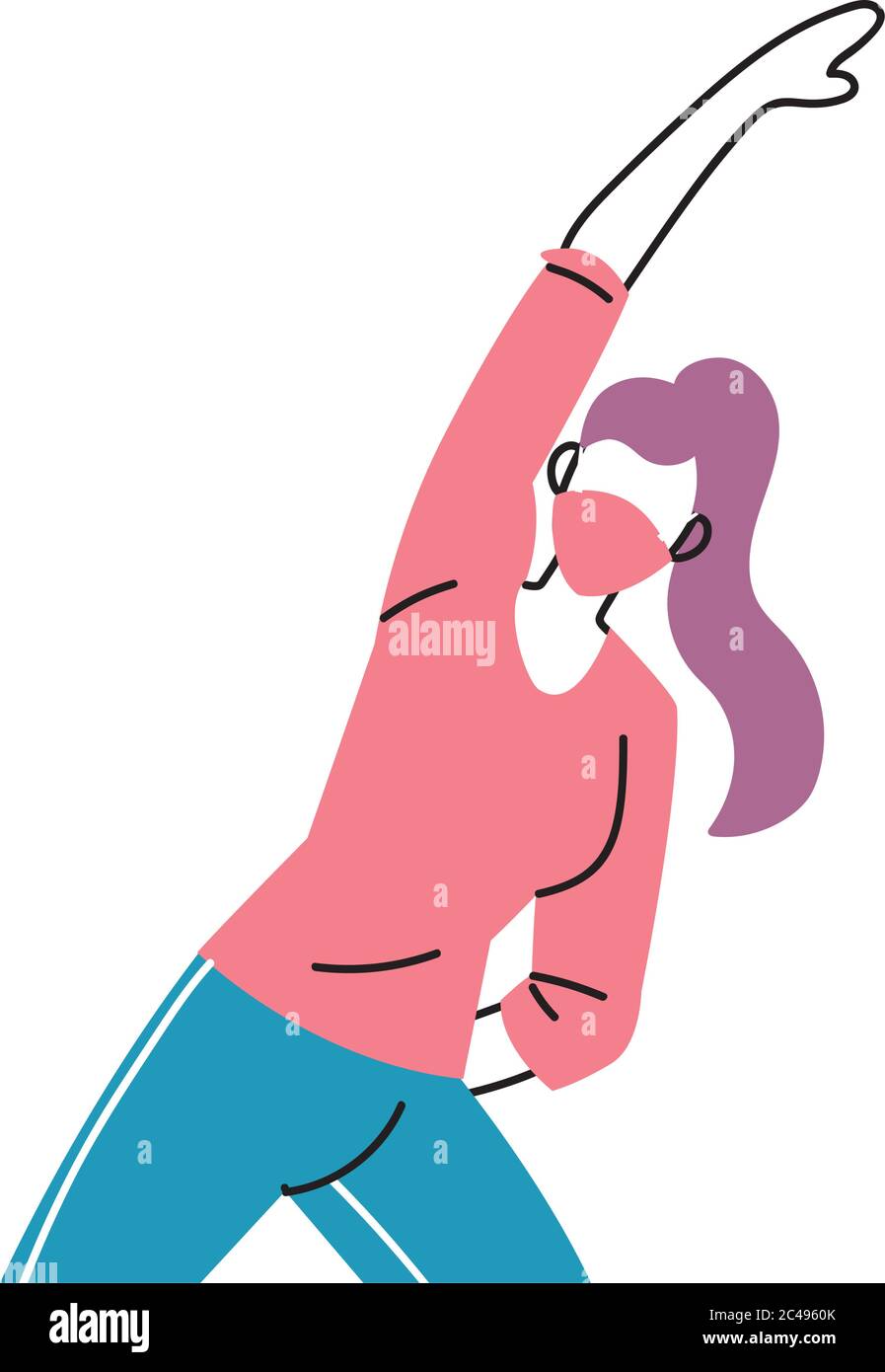 woman with masks doing exercise vector illustration desing Stock Vector ...
