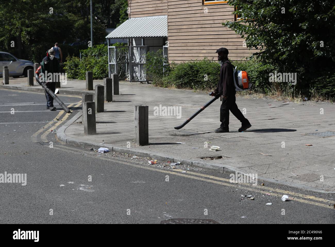 Volunteers clean up in Overton Road, Angell Town, Brixton, south London ...