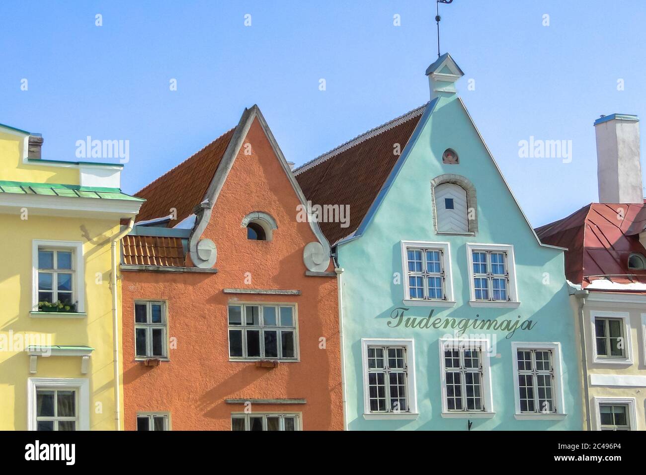 Sunny day with colorful houses in the center of Tallinn Stock Photo - Alamy