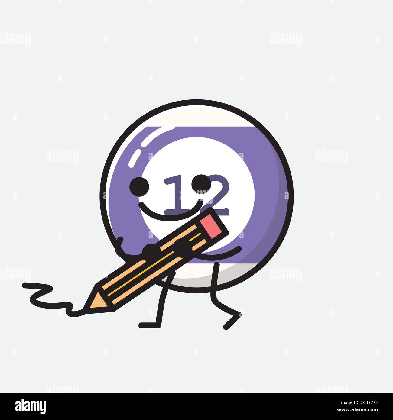 An illustration of Cute Billiard Ball Mascot Vector Character in Flat ...