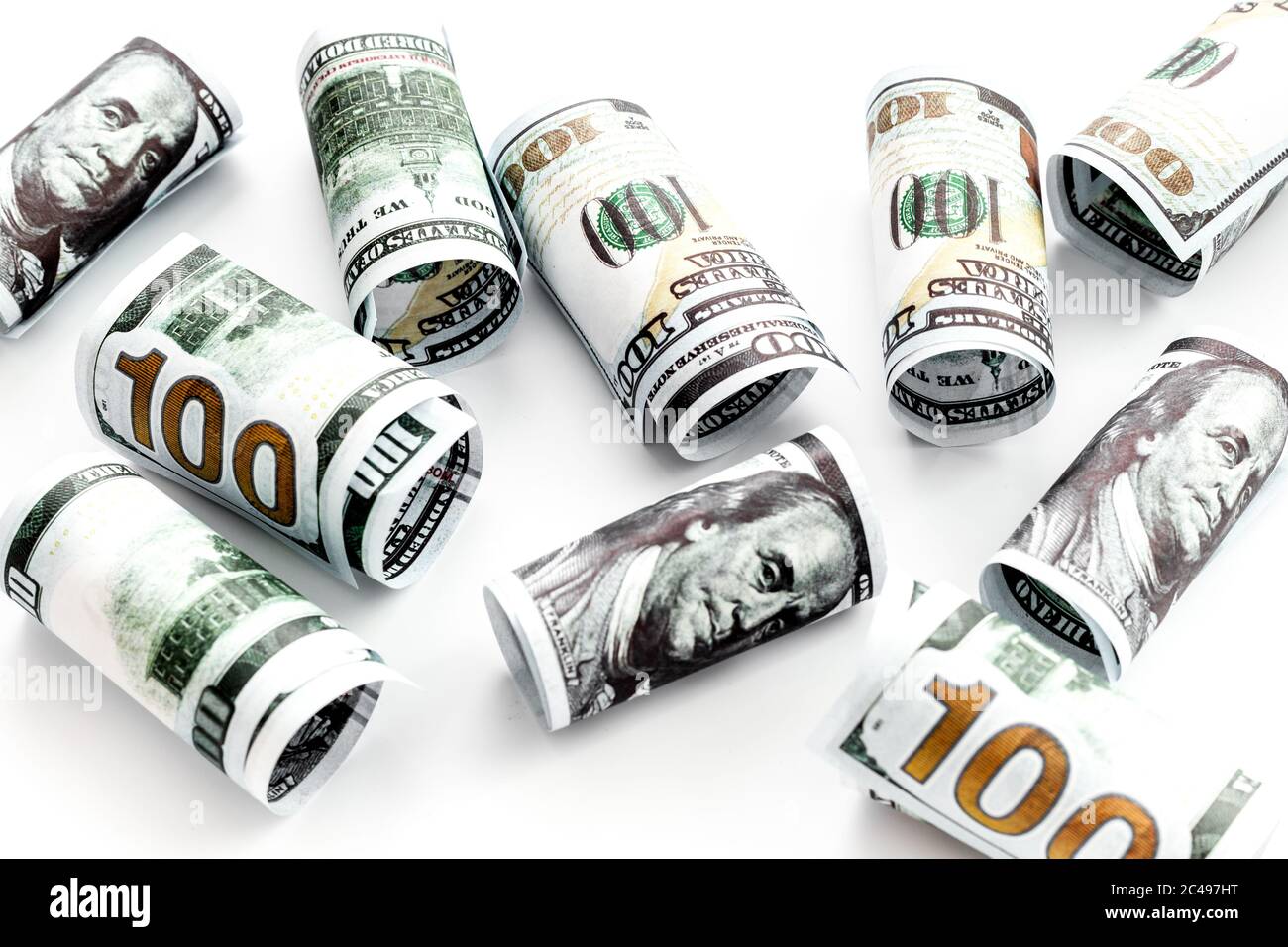 Money background. Rolled dollars banknote top view Stock Photo - Alamy