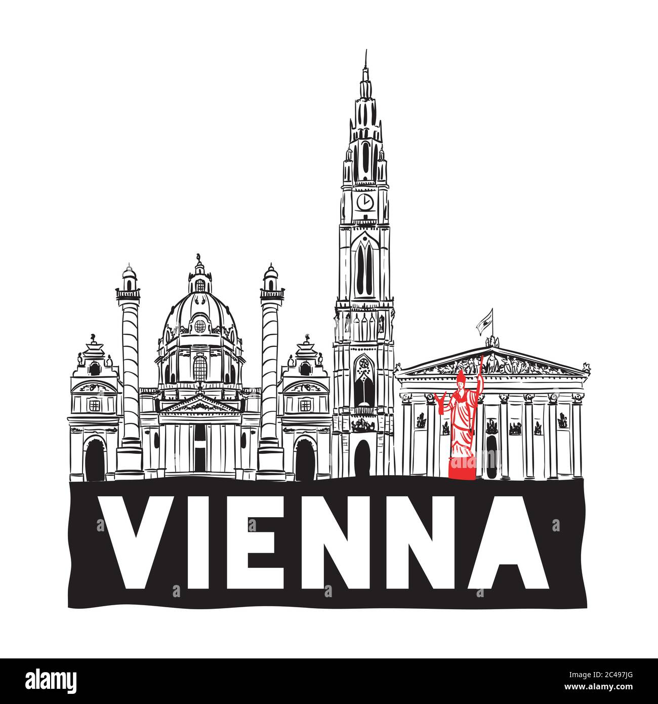 Vienna hand drawn skyline. vector illustration EPS 10 Stock Vector ...