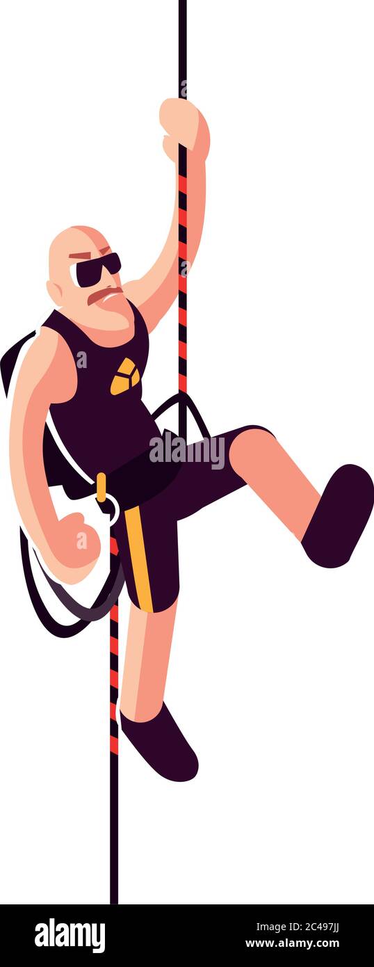 strong man climbing up the rope vector illustration desing Stock Vector ...
