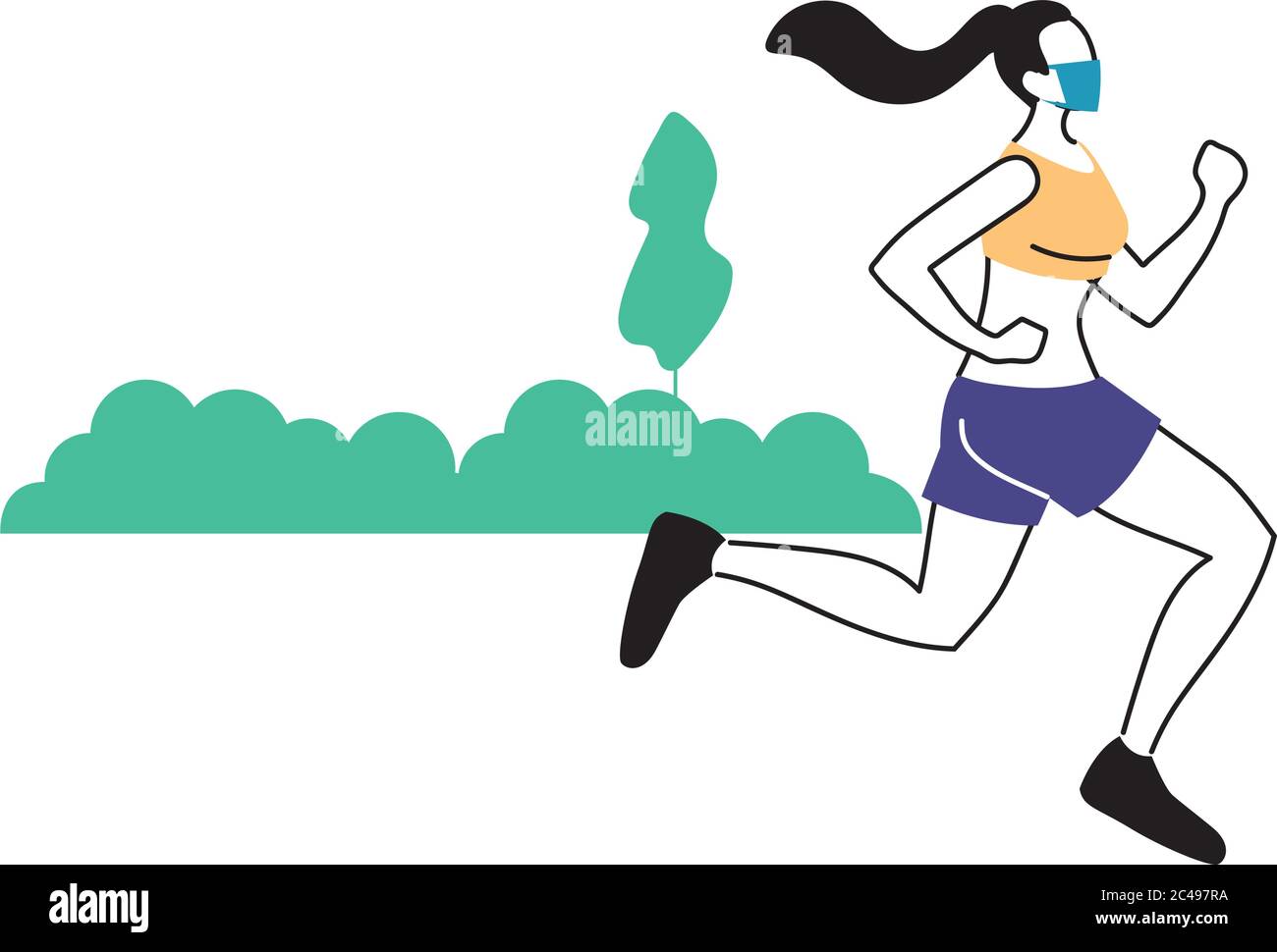 woman with masks doing exercise vector illustration desing Stock Vector ...