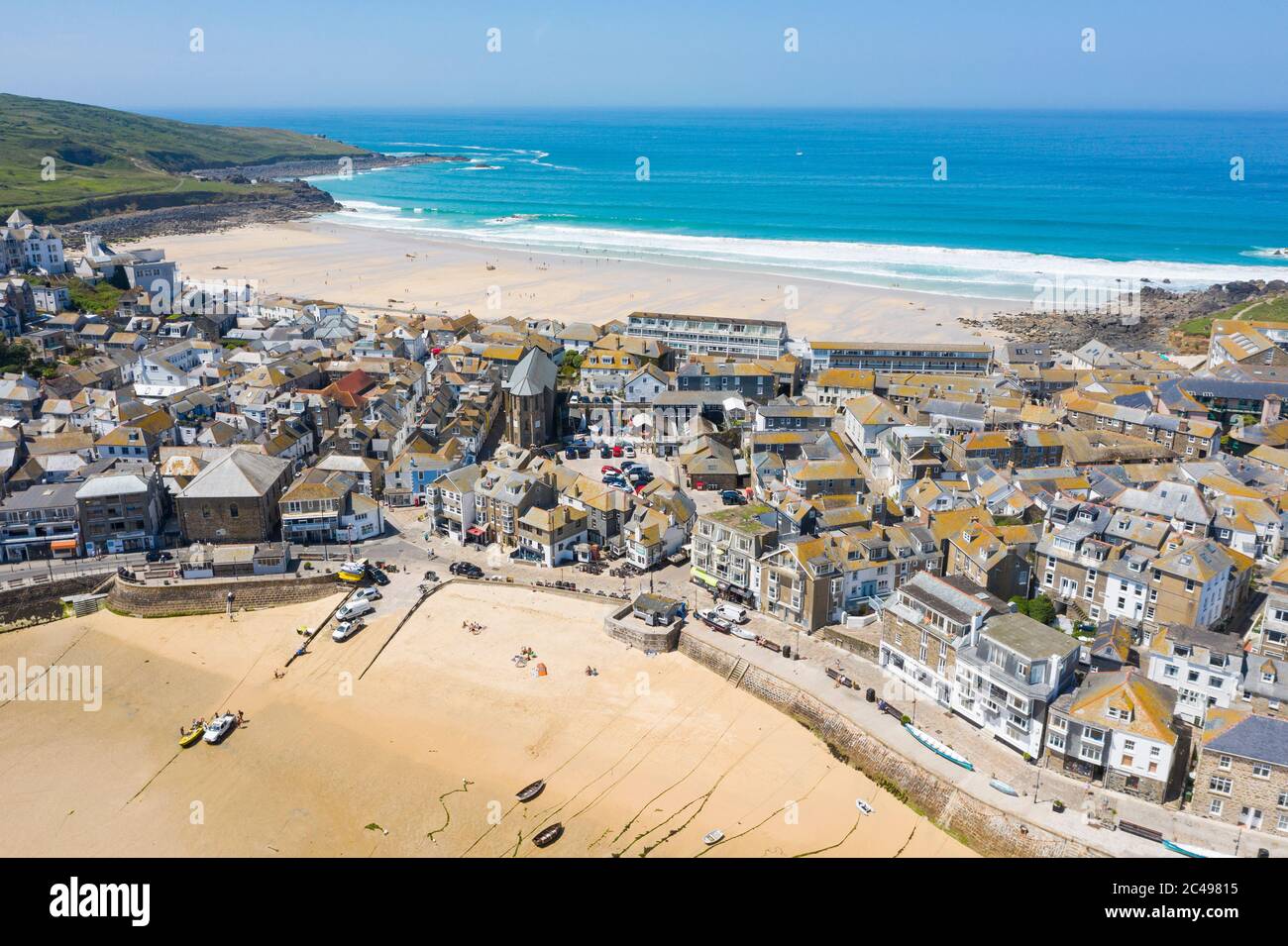 Aerial photograph of St Ives, Cornwall, England, United Kingdom Stock ...