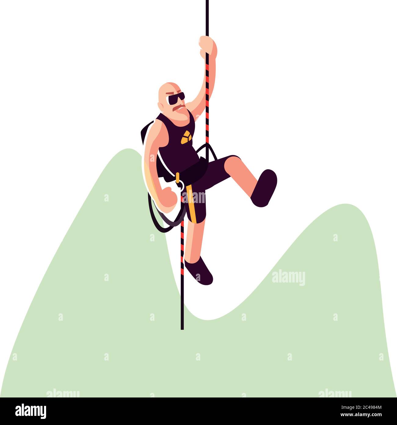 strong man climbing up the rope vector illustration desing Stock Vector ...