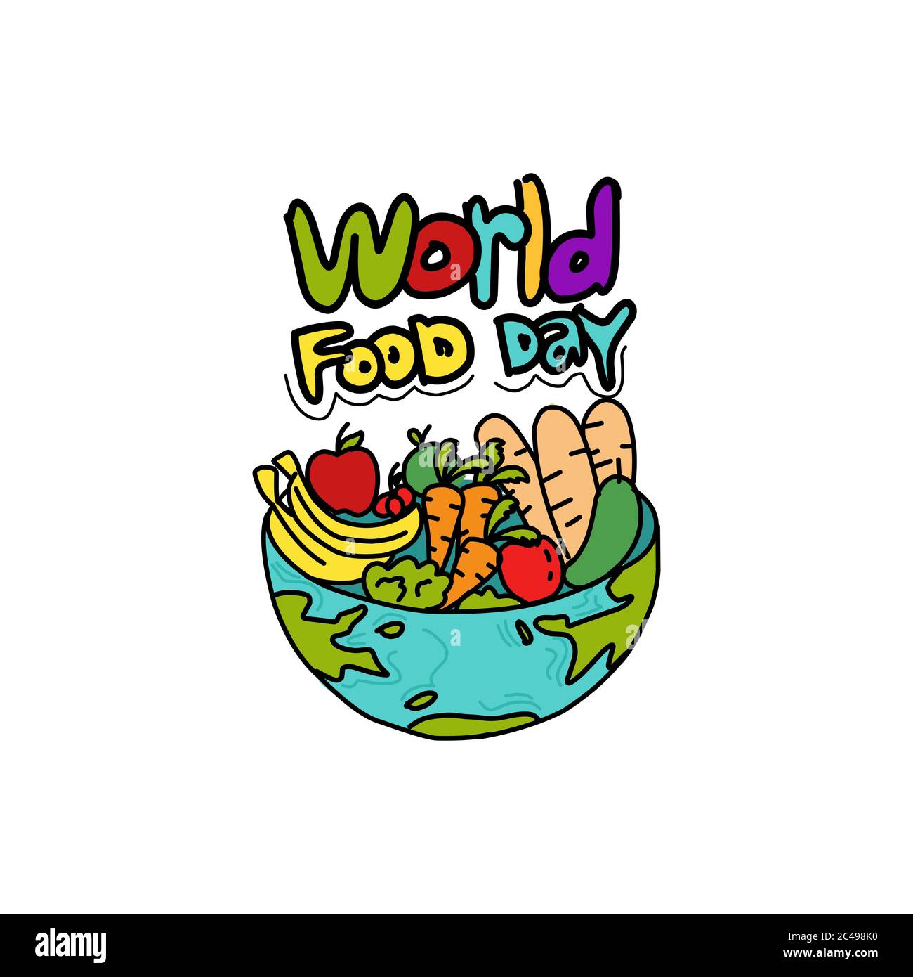 Hand drawn world food day. World Food Day vector illustration design ...