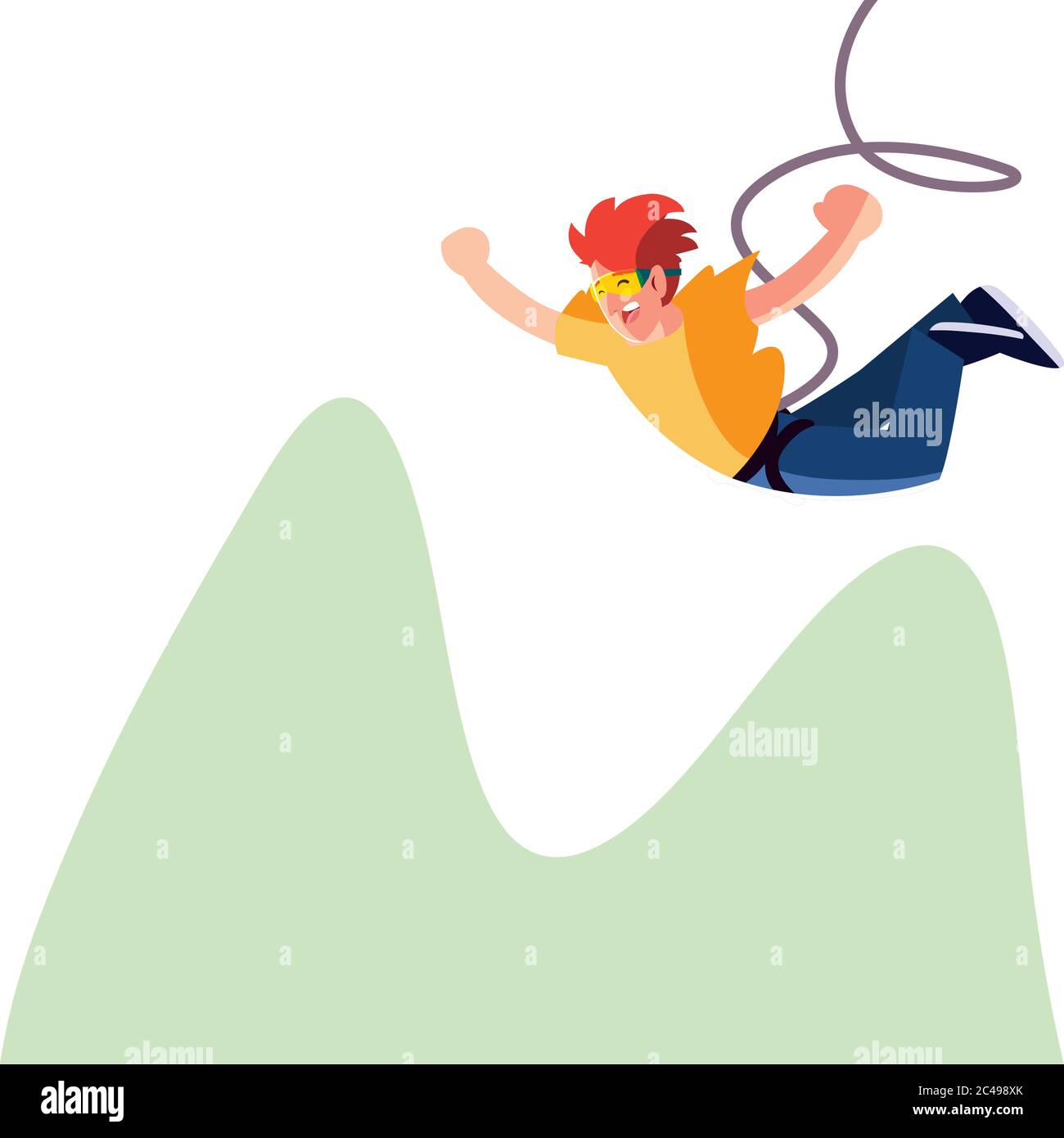 young man jumping off a mountain vector illustration desing Stock ...