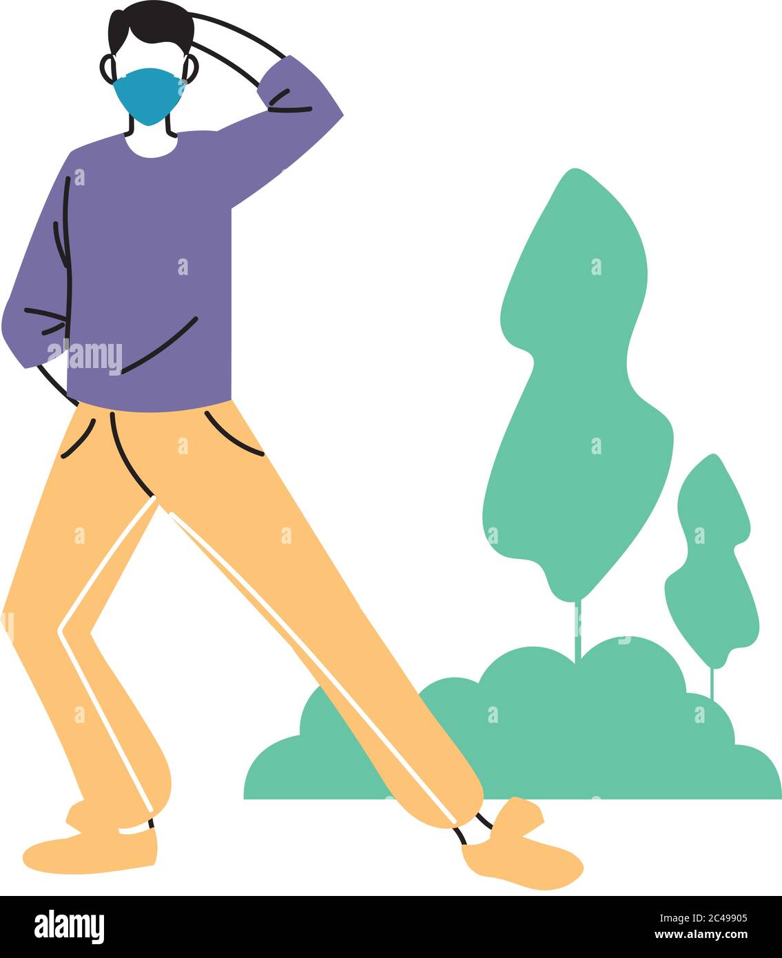 man with masks doing exercise vector illustration desing Stock Vector ...