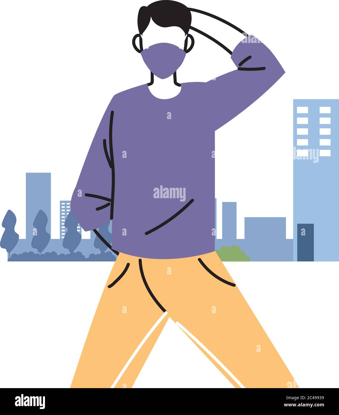 man with masks doing exercise vector illustration desing Stock Vector ...