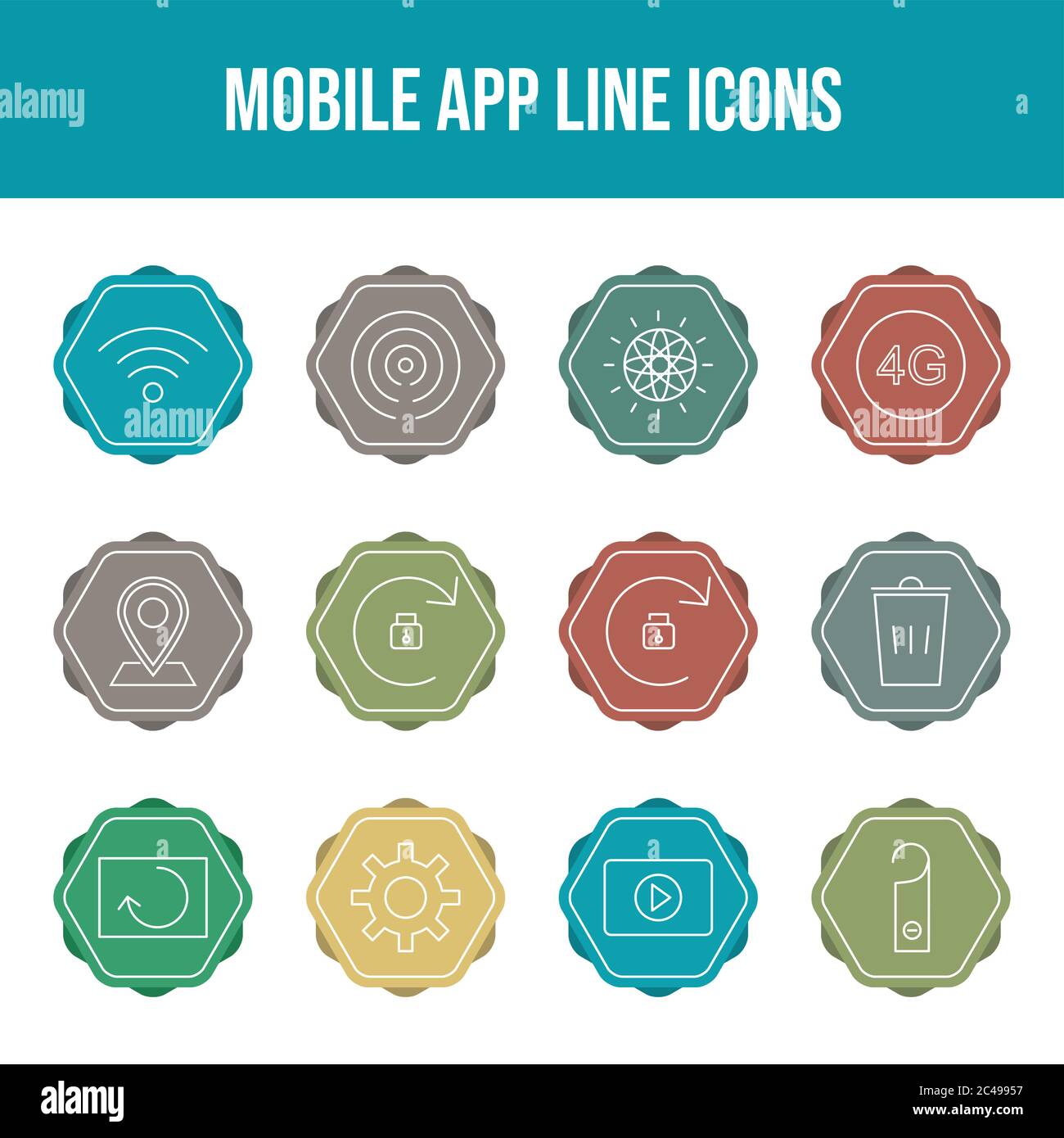12 Mobile App Vector Icons in One Set Stock Vector Image & Art - Alamy