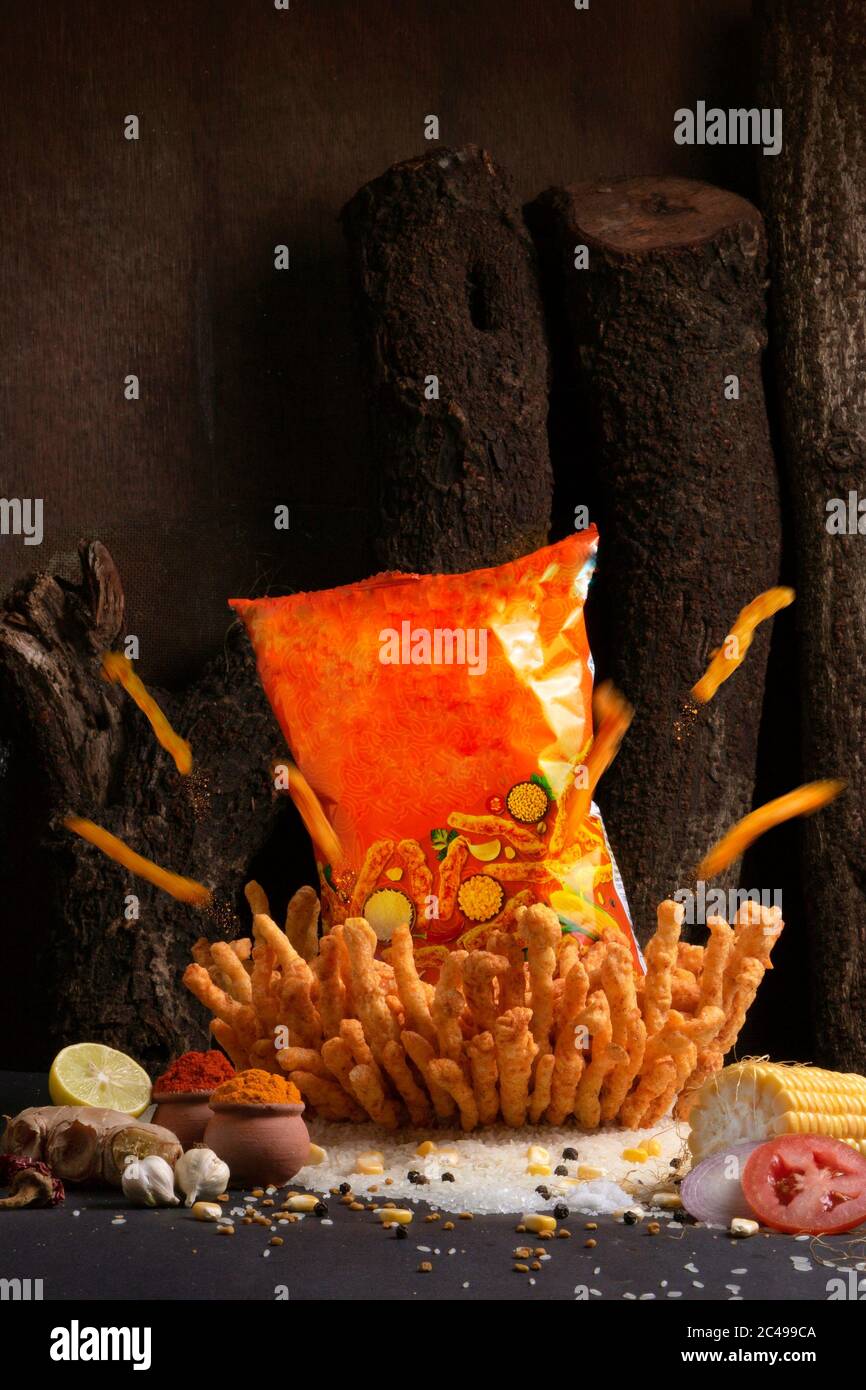 Snacks package smashed stock photo Stock Photo - Alamy