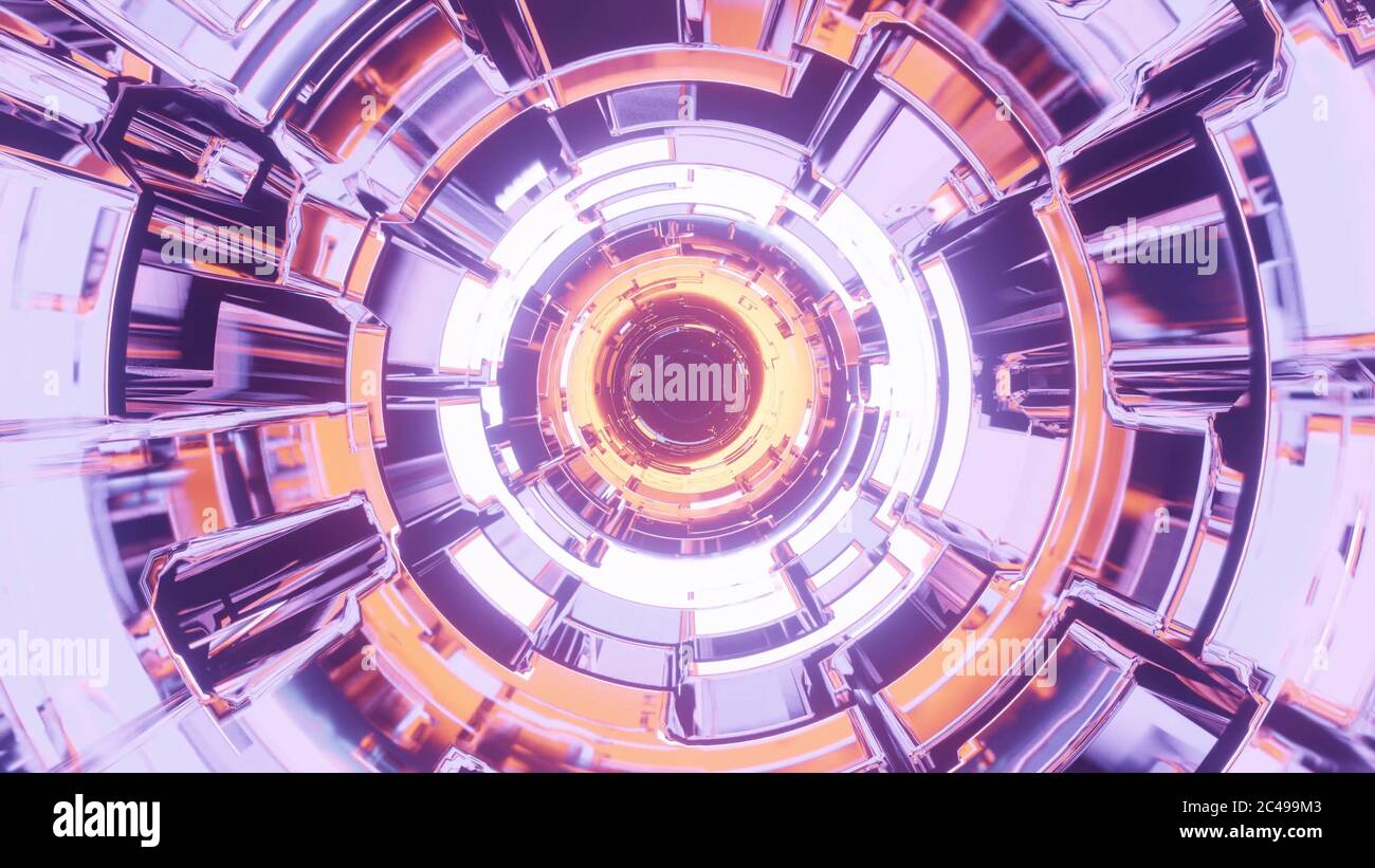 3D rendering of a futuristic background with colorful abstract neon ...