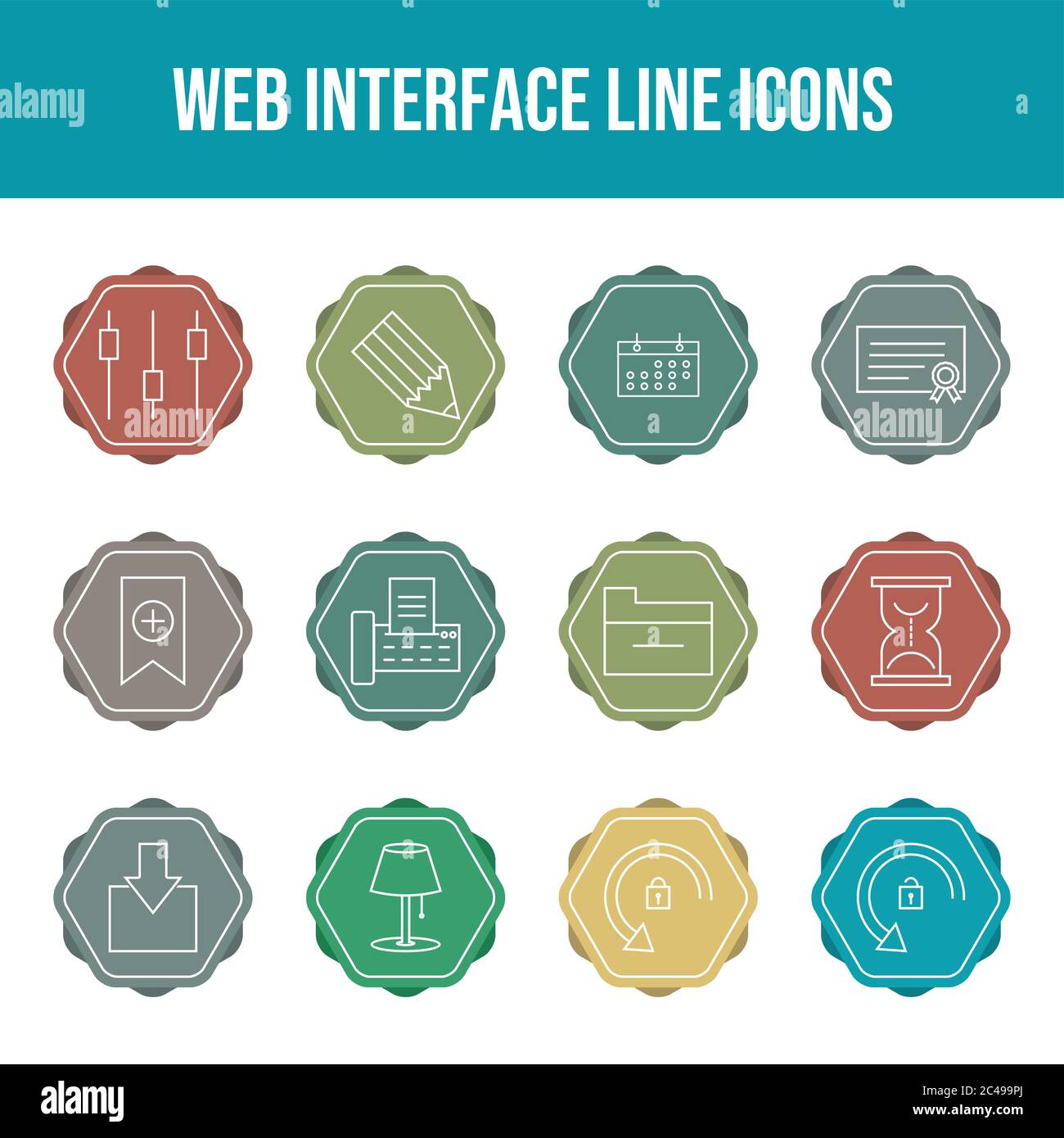 Beautiful Web Interface vector icon set Stock Vector Image & Art - Alamy