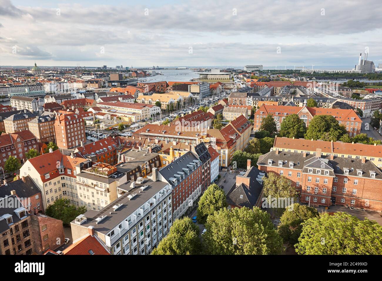 Copenhagen cityscape traditional buildings and canal. Denmark capital ...