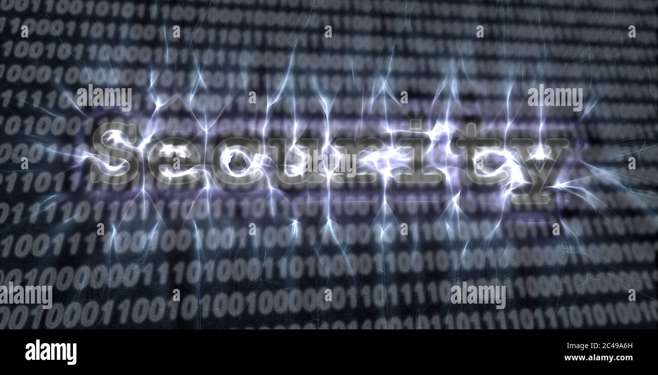 Banner of internet security buzzword text done with kirlian photography ...