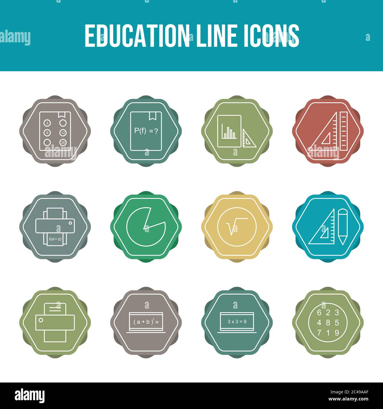 Beautiful Education Vector Icons Set Stock Vector Image & Art - Alamy