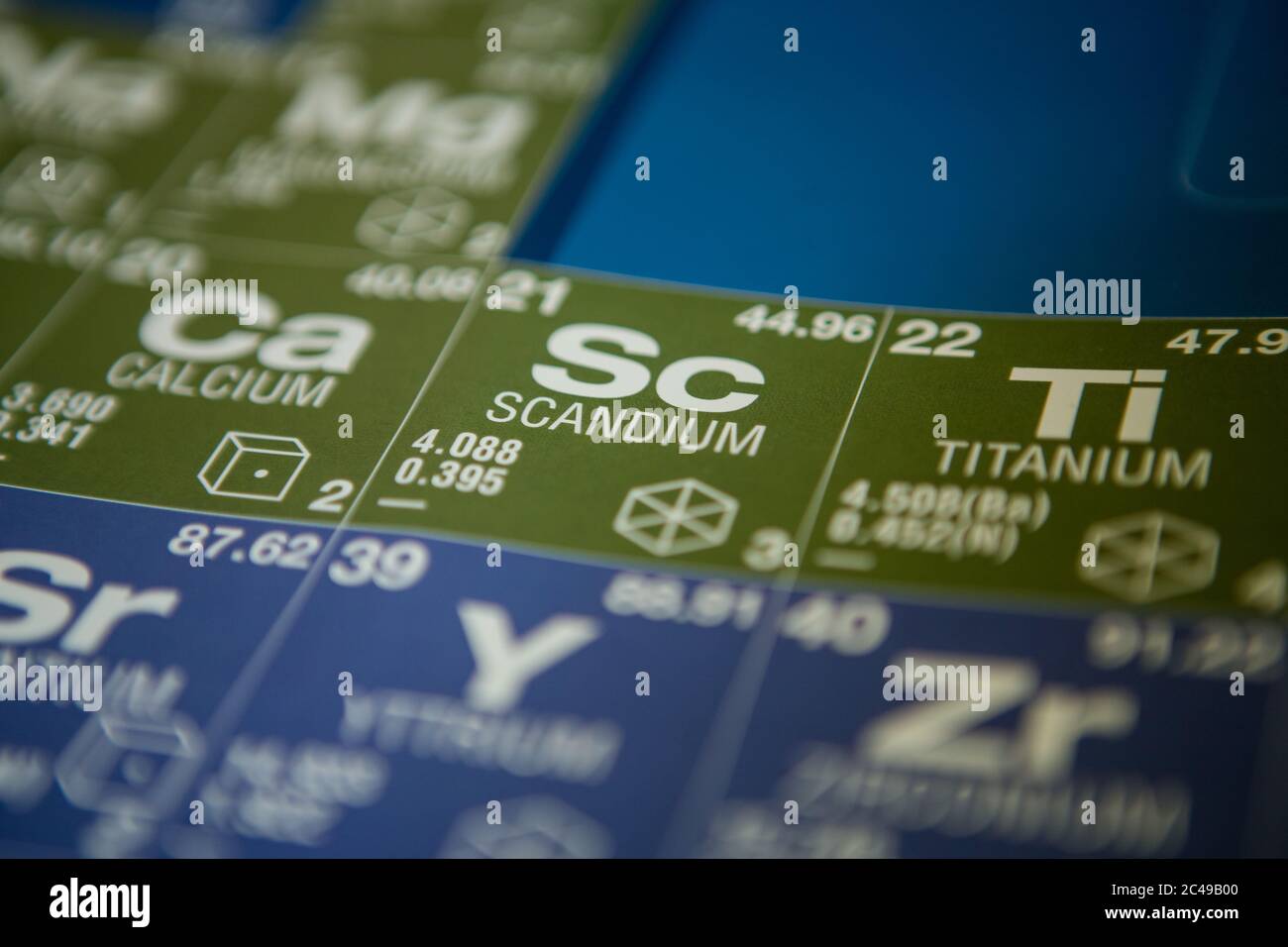 Scandium on the periodic table of elements Stock Photo - Alamy