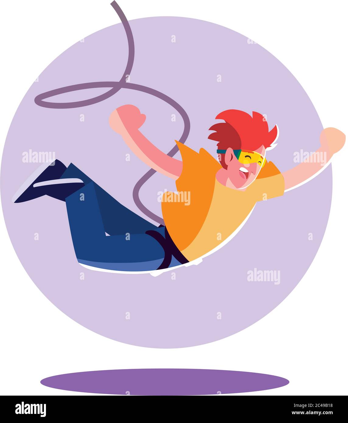 young man jumping off a mountain vector illustration desing Stock ...
