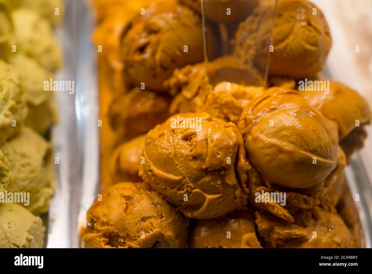 caramel ice cream in shop refrigerator - Ice Cream Showcase Fridge for ...