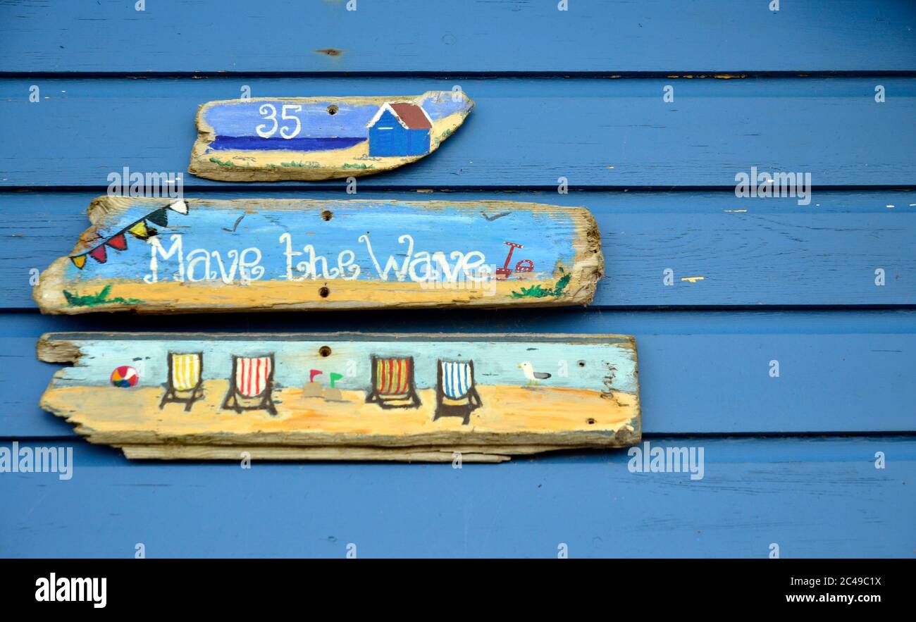 beach hut sign cromer norfolk england Stock Photo - Alamy