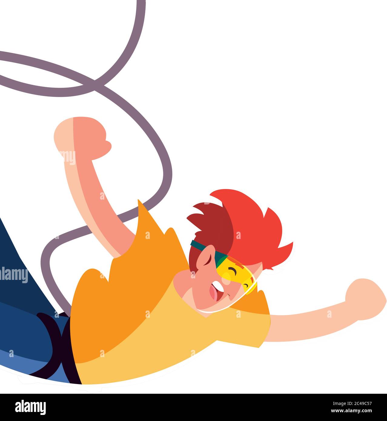 young man jumping off a mountain vector illustration desing Stock ...