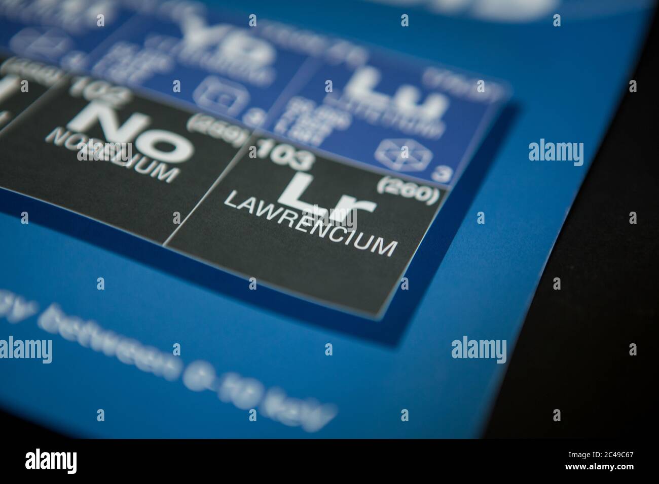 Lawrencium on the periodic table of elements Stock Photo - Alamy