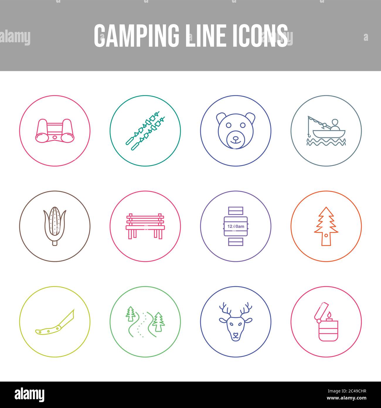 Beautiful Camping vector icon set Stock Vector Image & Art - Alamy