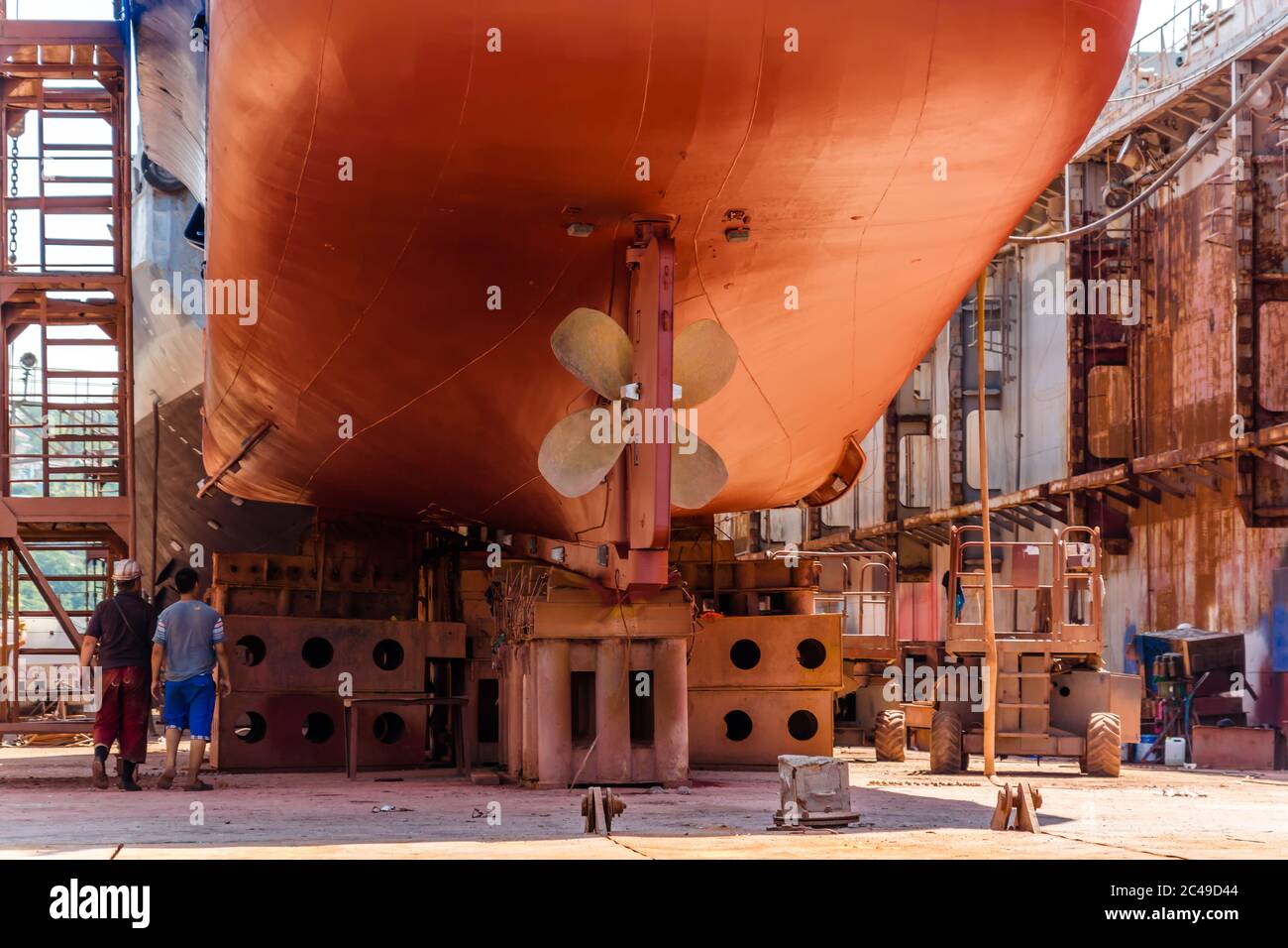 Ship in dock for repair Stock Photo - Alamy
