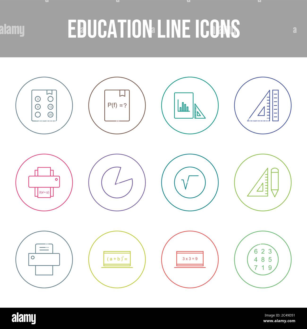 Beautiful Education Vector Icons Set Stock Vector Image & Art - Alamy