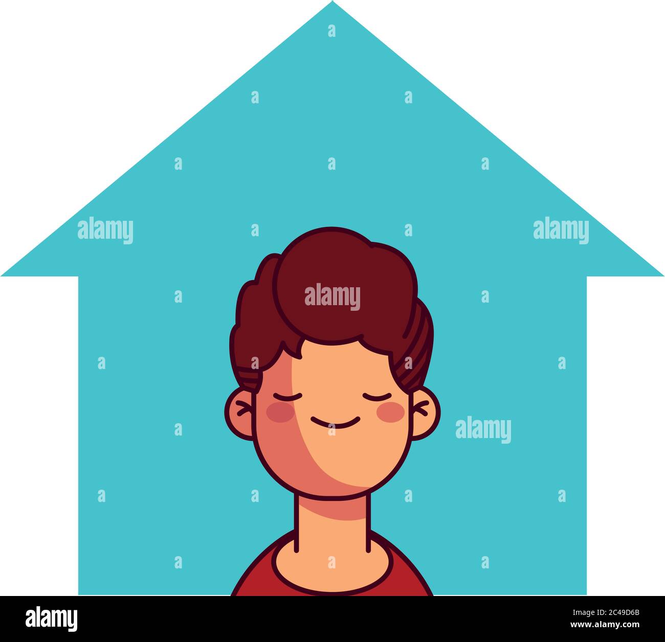 boy at home smiling and calm illustration desing Stock Vector Image ...
