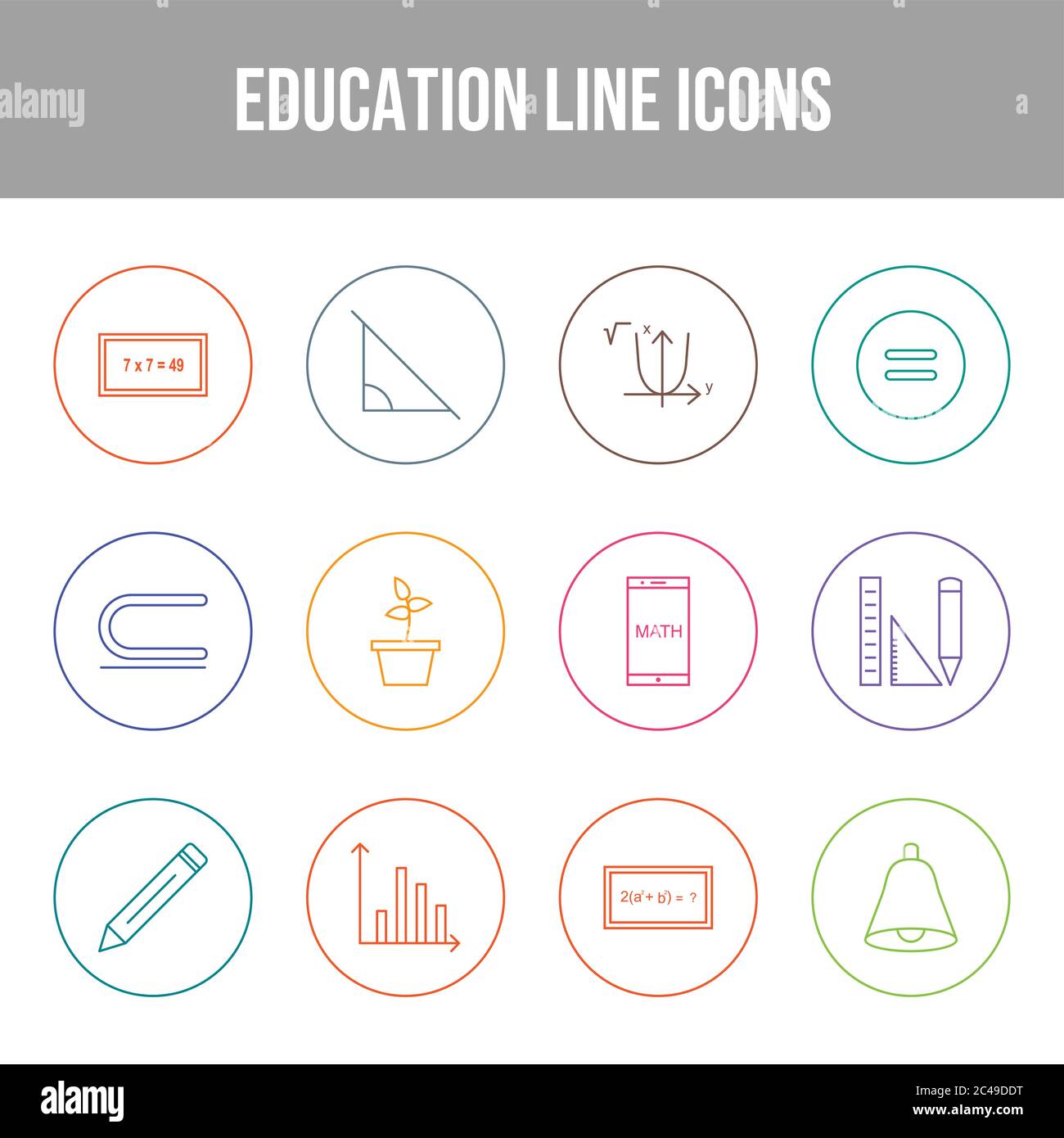 Beautiful Education 12 Vector Icons Stock Vector Image & Art - Alamy