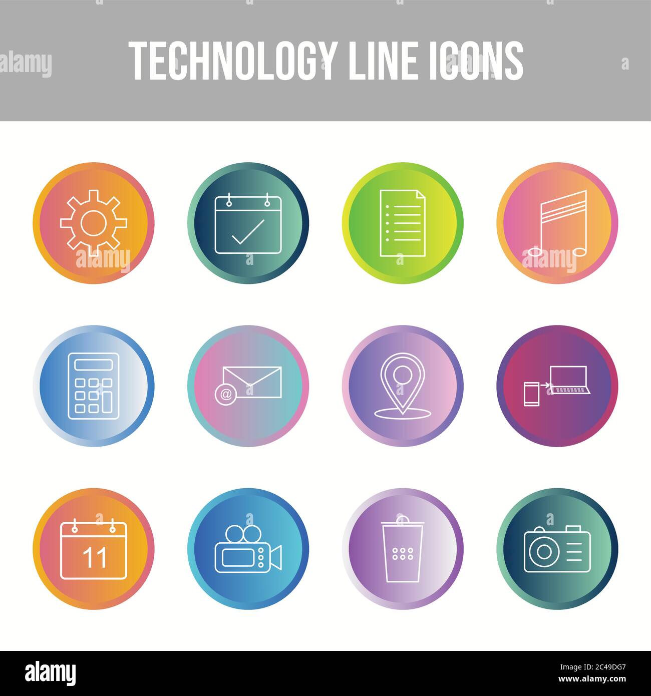 Unique Technology Line Icons Set Stock Vector Image & Art - Alamy
