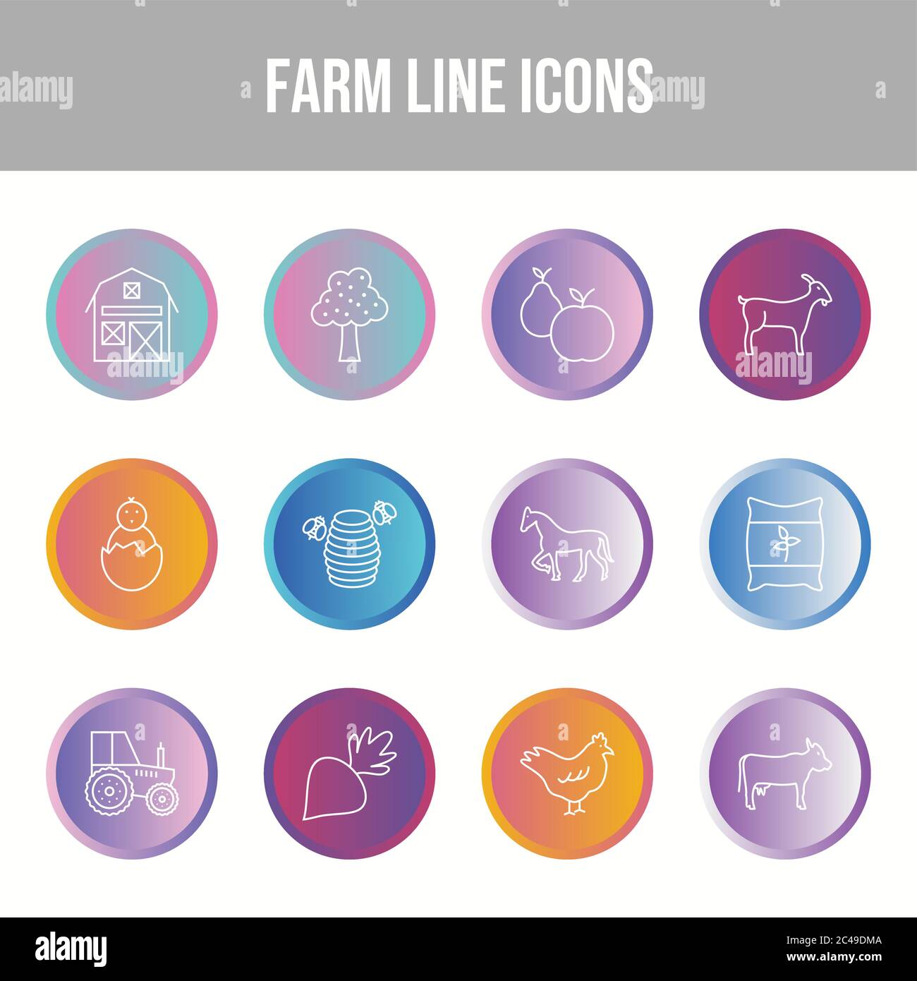 Beautiful Farm vector icon set Stock Vector Image & Art - Alamy