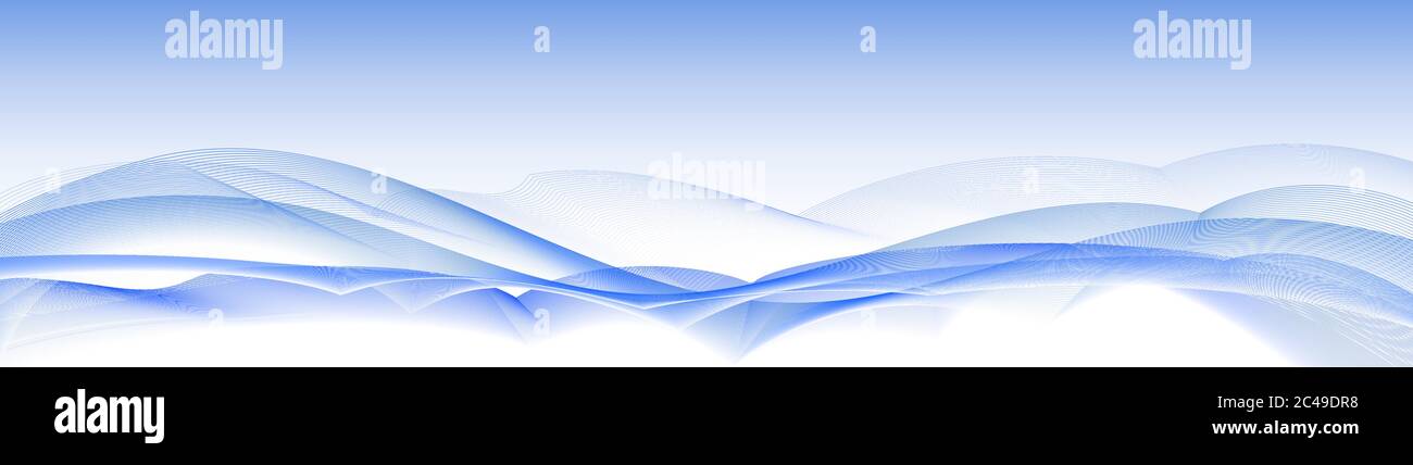 Abstract wave vector horizontal lines on blue gradient background Stock ...