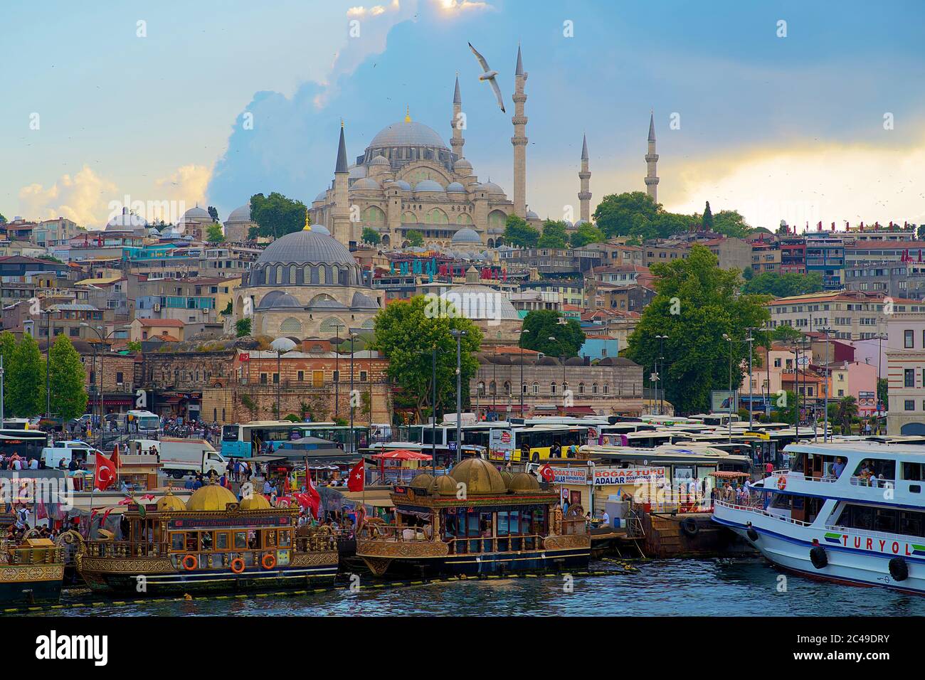 Suleymaniye mosque and karakoy port panorama in Istanbul Stock Photo ...