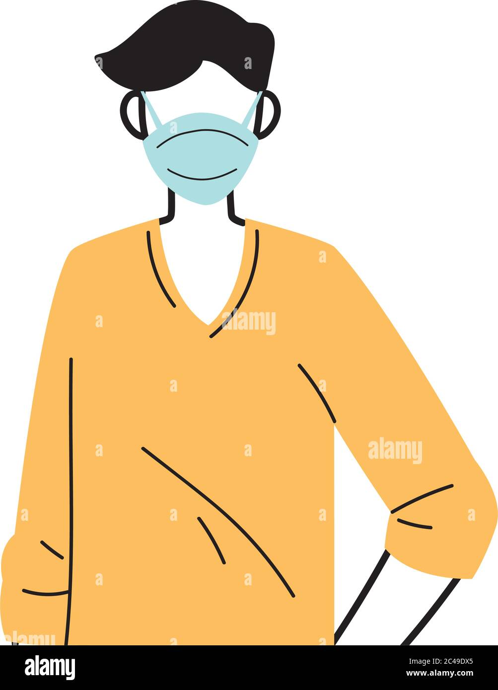 young man wearing face mask to prevent virus vector illustration design ...