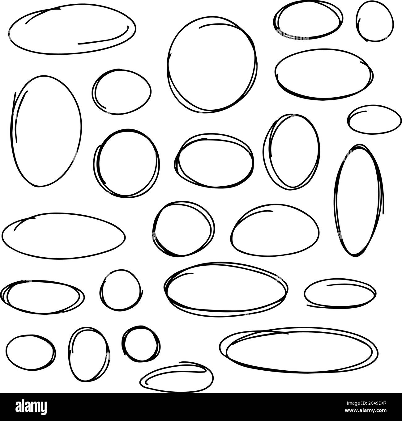 Collection of the hand drawn line scribble circle sets. Vector ...
